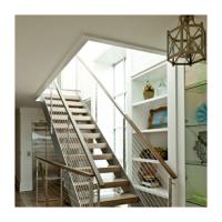 China Outdoor stair balustrade cable fence supplies green vinyl coated wire fencing for sale
