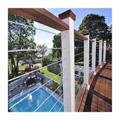 China Roof terrace balustrade post and cable railing plastic wire fencing for sale