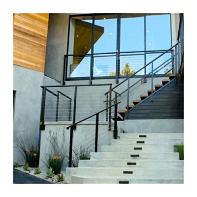 China Metal porch handrails residential cable railing post and rail fence with wire for sale