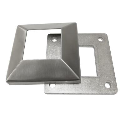 China Decoration Floor Post Tube Square 40*40 50*50Mm Handrail Base Plate Cover Stair Railing Pipe Base Cover for sale