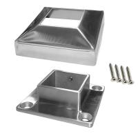 China Hot Sell Stainless Steel Square Tube Cover Balustrade Post Cover Stair Handrail Railing End Base Plate Cover for sale