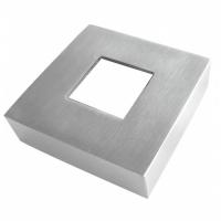 China Satin Finish Square Rail Base Plate Flange Sus 304 Stainless Steel Cable Railing Post Foot Cover for sale