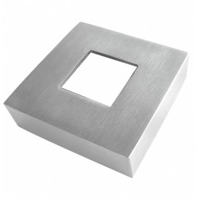 China Satin Finish Square Rail Base Plate Flange Sus 304 Stainless Steel Cable Railing Post Foot Cover for sale