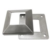 China Satin Finish Square Rail Base Plate Flange Sus 304 Stainless Steel Cable Railing Post Foot Cover for sale