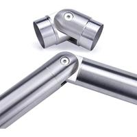 China Round Handrail Connector Adjustable Handrail Corner Stair Railing Stainless Steel Angle Elbow Connector for sale