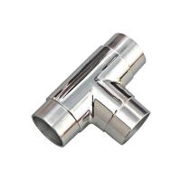 China Railing Handrail T Connector 3-Way 316 Stainless Steel Balustrade Handrail Pipe Connector for sale
