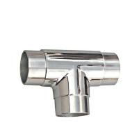 China Railing Handrail T Connector 3-Way 316 Stainless Steel Balustrade Handrail Pipe Connector for sale