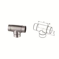 China Railing Handrail T Connector 3-Way 316 Stainless Steel Balustrade Handrail Pipe Connector for sale
