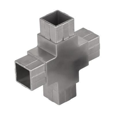 China Square Handrail Connector 4-way Handrail Corner Stair Railing Stainless Steel Balustrade Connector for sale