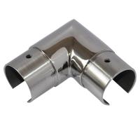 China Round Handrail Connector 90 Degree Handrail Corner Angle Elbow Railing Connector for sale