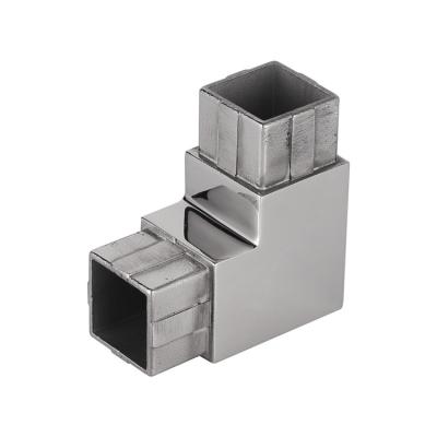 China 90 Degree Square Handrail Connector Railing Post Handrail Corner Stainless Steel Balustrade Tube Connector for sale