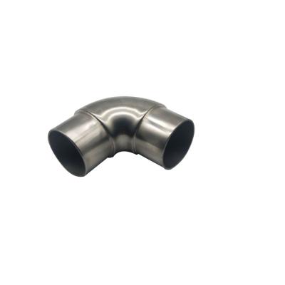 China Round Stainless Steel Handrail Arc Corner Connector Stair Railing Handrail Angle Elbow Connector for sale