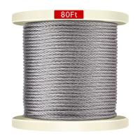 China 80Ft Cable 300 Series 1X7 6X19 Aisi Factory Direct Bulk Railing Stainless Steel Wire Rope Roll for sale
