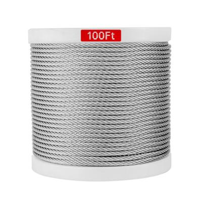 China 100Ft Factory Stainless Steel Wire Rope Cable 1Mm 2Mm 3Mm 4Mm 5Mm 6Mm Railing Wire Roll for sale