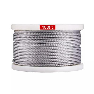 China 100Ft Factory 1Mm 2Mm 3Mm 4Mm Railing Stainless Steel Wire Rope Cable Aircraft Cable Roll for sale