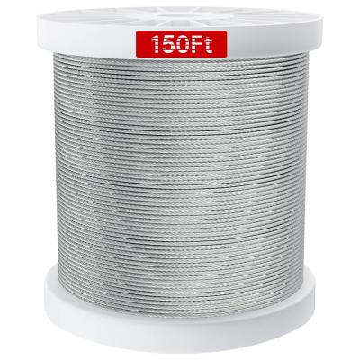 China 150Ft High Strength Stainless Steel 316 304 Railing Wire Rope Wire Cable Rope Sling Roll for sale