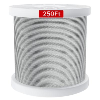 China 250Ft Ss304  Steel Wire Rope 12Mm Stainless Steel Cable Fence Wire Wire Steel Rope Roll for sale
