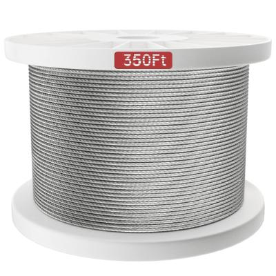 China 350Ft Ss 316 Wire Rope 304 Stainless Steel Railing Cable 7X7 7X19 Steel 4Mm Wire Rope Roll for sale
