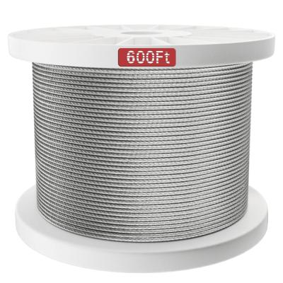 China 600Ft 316 304 Wire 7X19 Rope Stainless Steel Cable 7X19-9Mm Stainless Steel Wire Rope Roll for sale