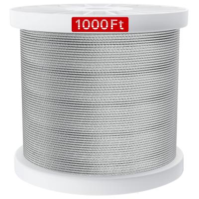 China 1000Ft 304 Stainless Steel Wire Cable Manufacture Supply Railing Steel Wire Cable Roll for sale