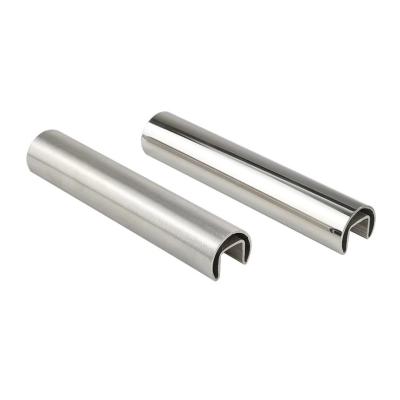 China Stainless Steel 304 316L Round Handrail Slot Pipe Railing Balustrade Top Handrail Tube for sale