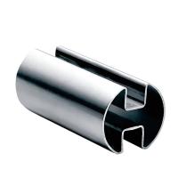 China 304 316 Slot tube handrail stainless steel frameless glass railing slotted tube handrail tube fix on glass for sale