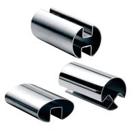 China 304 316 Slot tube handrail stainless steel frameless glass railing slotted tube handrail tube fix on glass for sale