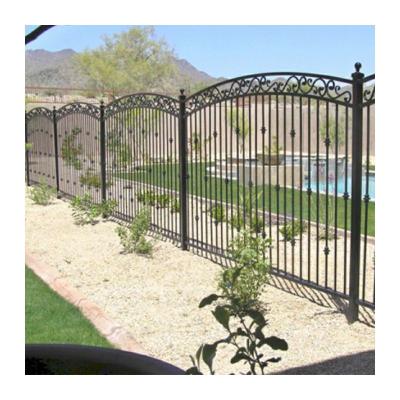 China Home Garden Powder Coated Wrought Iron Fence Top Spear Metal Tubular Black Aluminum Fence Panels for sale