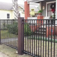 China Waterproof Garden Black Rod Iron Fence Metal Aluminum Slatted Fence Panels for sale