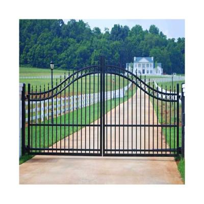China Galvanized Wrought Iron Gate Exterior Ornamental Iron Fence Swing Main Door for sale