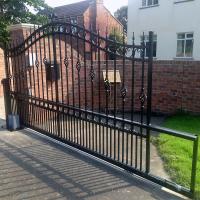 China Galvanized Wrought Iron Gate Exterior Ornamental Iron Fence Swing Main Door for sale