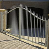 China Galvanized Wrought Iron Gate Exterior Ornamental Iron Fence Swing Main Door for sale