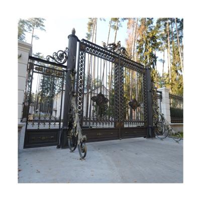 China Steel Gates Wrought Iron Gate With Hot Galvanized For Villa Entrance Garden for sale