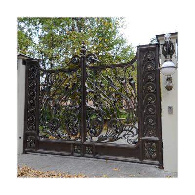 China Galvanized House Grill Steel Decorative Wrought Iron Gate for sale