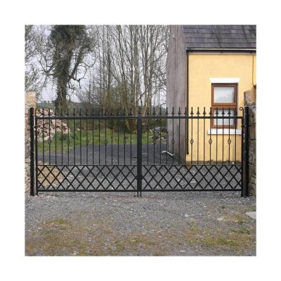 China Hot Galvanized Wrought Iron Driveway Gate Arch Steel Doors Wrought Iron Villa Gate Designs for sale
