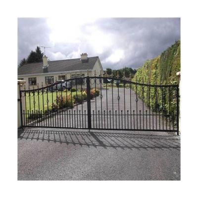 China Manual Metal Main Double Door Sliding Wrought Iron Motors Parking Speed Gate Ornaments Design With Galvanize Sheet for sale