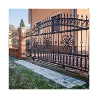 China Manual Metal Main Double Door Sliding Wrought Iron Motors Parking Speed Gate Ornaments Design With Galvanize Sheet for sale