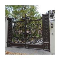China Manual Metal Main Double Door Sliding Wrought Iron Motors Parking Speed Gate Ornaments Design With Galvanize Sheet for sale