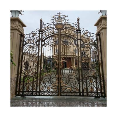 China Exterior Grill Design Galvanized  Square Garden Wrought Iron Gates for sale