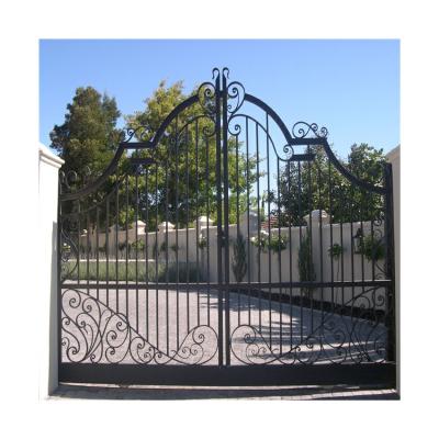 China Popular Main Gate Design Decorative Steel Sliding Gate  Wrought Iron  Galvanized Steel Electric Single Double Swing Gate for sale