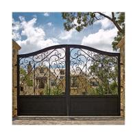 China Houses Front Garden Driveway Gate Galvanized Iron Gate Design Modern Wrought Iron Fancy Gates for sale