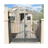 China New Arrival Creamy Outdoor Wrought Main Iron Gate Mansion, Galvanized Iron Drive Way Gate Design for sale