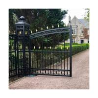 China New Arrival Creamy Outdoor Wrought Main Iron Gate Mansion, Galvanized Iron Drive Way Gate Design for sale