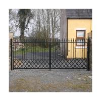 China New Arrival Creamy Outdoor Wrought Main Iron Gate Mansion, Galvanized Iron Drive Way Gate Design for sale