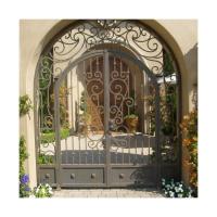 China New Arrival Creamy Outdoor Wrought Main Iron Gate Mansion, Galvanized Iron Drive Way Gate Design for sale
