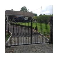 China New Arrival Creamy Outdoor Wrought Main Iron Gate Mansion, Galvanized Iron Drive Way Gate Design for sale