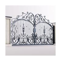 China Customizable House Villa Garden Luxury Driveway Wrought Iron Gate Square Tube Wrought Iron Gate for sale