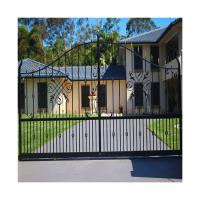 China Decorative Galvanized Wrought Iron Gate With Wheel Swing Gate Opener for sale