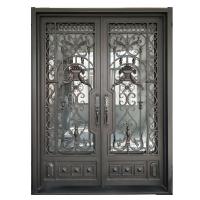 China Galvanized Wrought Iron Entrance doors Ornamental Steel Swing Front Main Door for sale