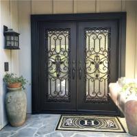 China Galvanized Wrought Iron Entrance doors Ornamental Steel Swing Front Main Door for sale